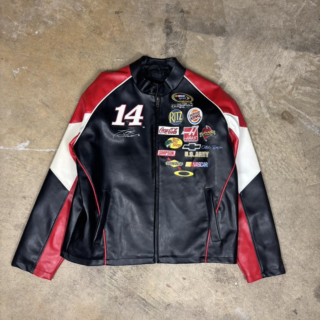 vintage nascar racing jacket office depot Length:... | Depop