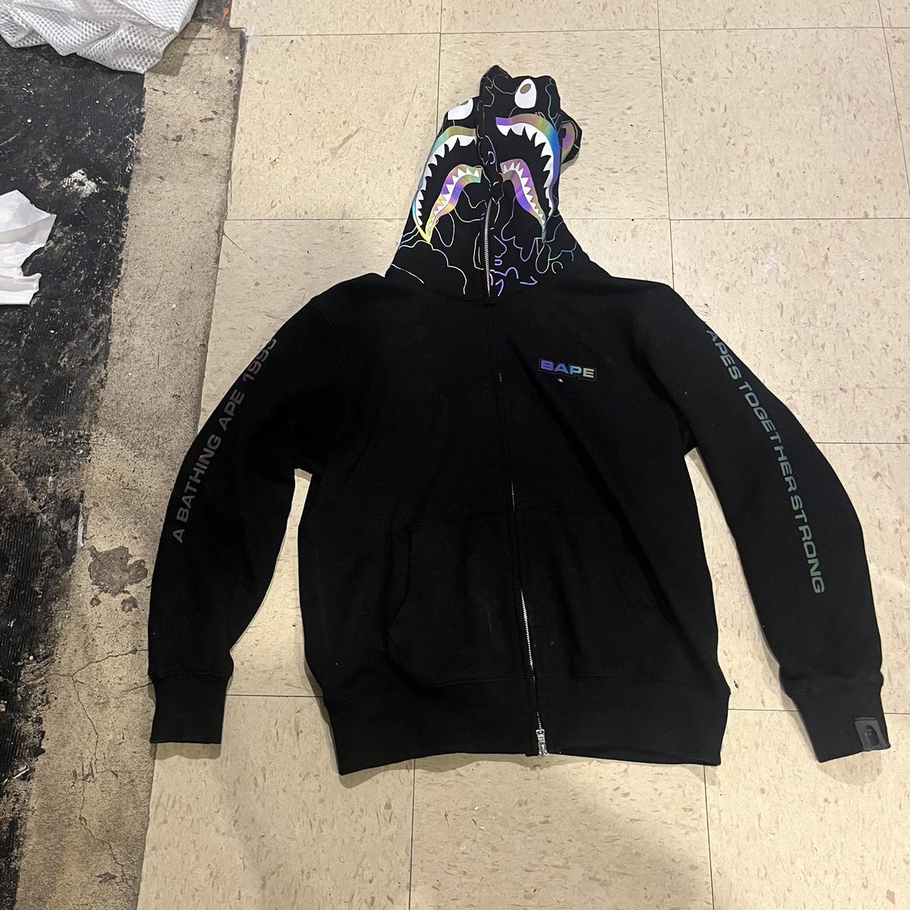 Medium Bape Zip up Reflective in the light Lightly... - Depop
