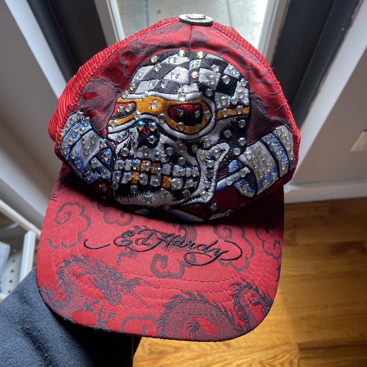 Crazy sick early 2000s y2k ed hardy hat by Christian... - Depop