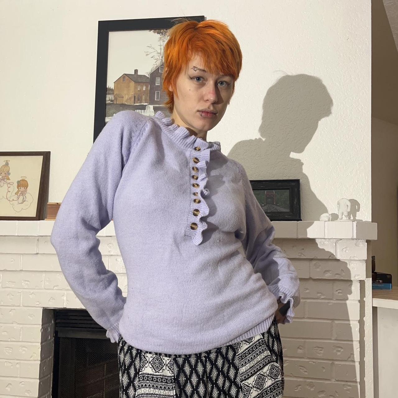 Absolutely perfect periwinkle y2k ruffled sweater ☁️... - Depop