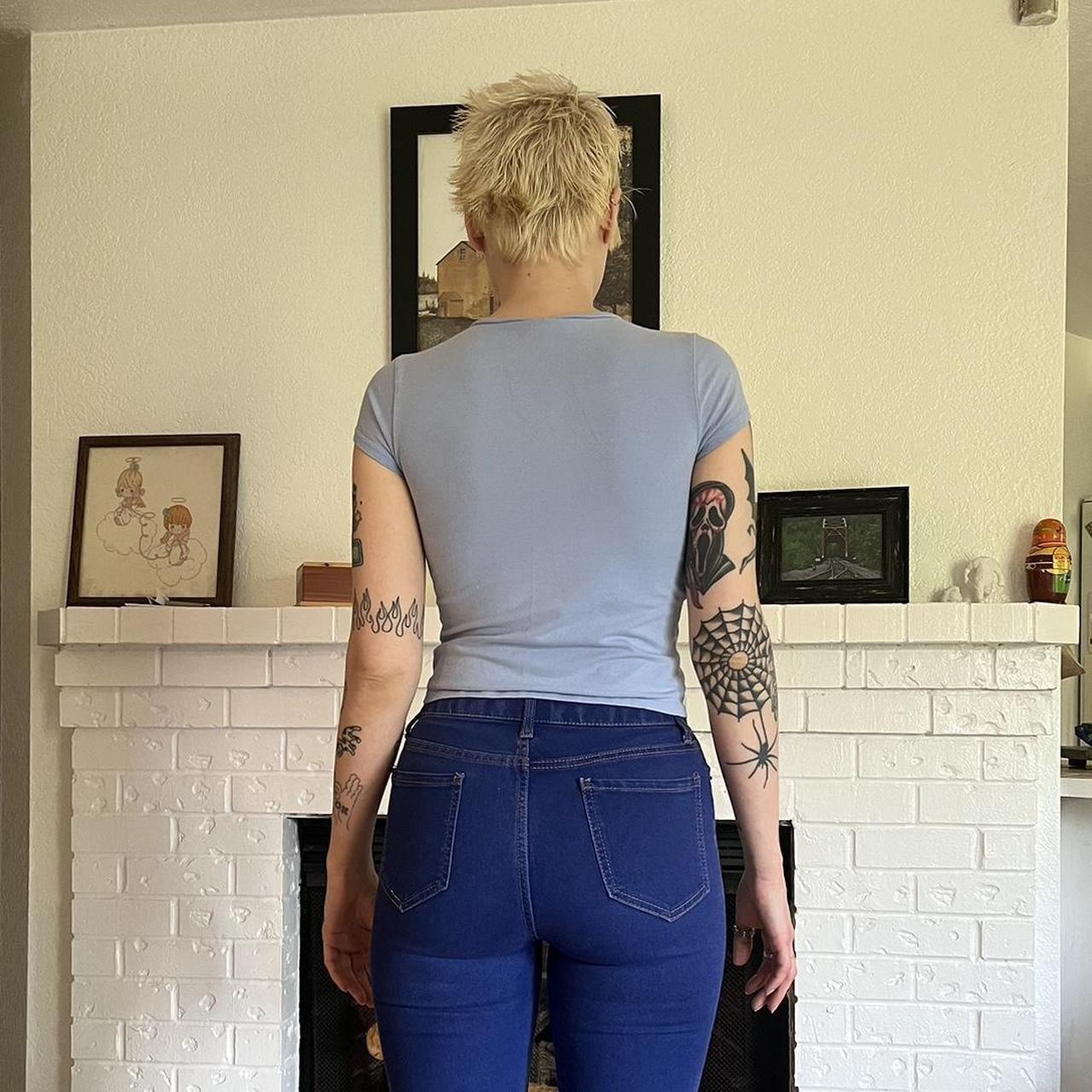 Y2k baby blue Limited Too stretchy T 🦋 Pretty... - Depop