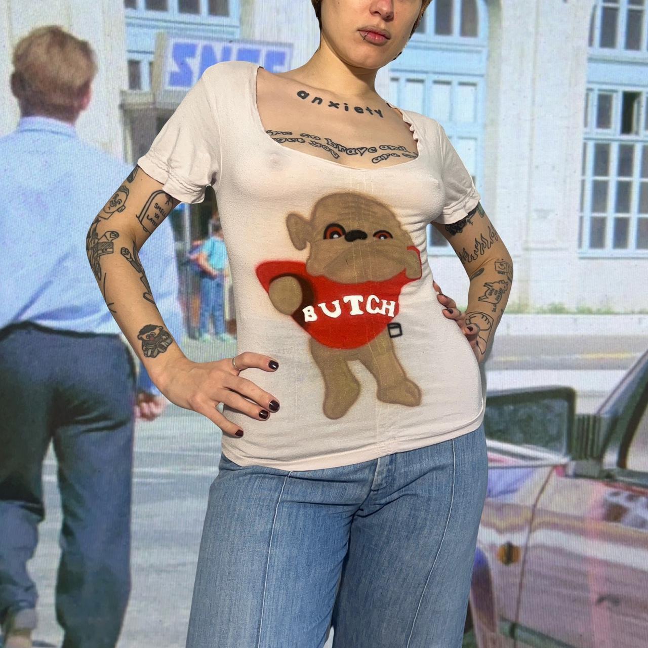 Hand painted “Butch” the dog babydoll T Airbrush... | Depop