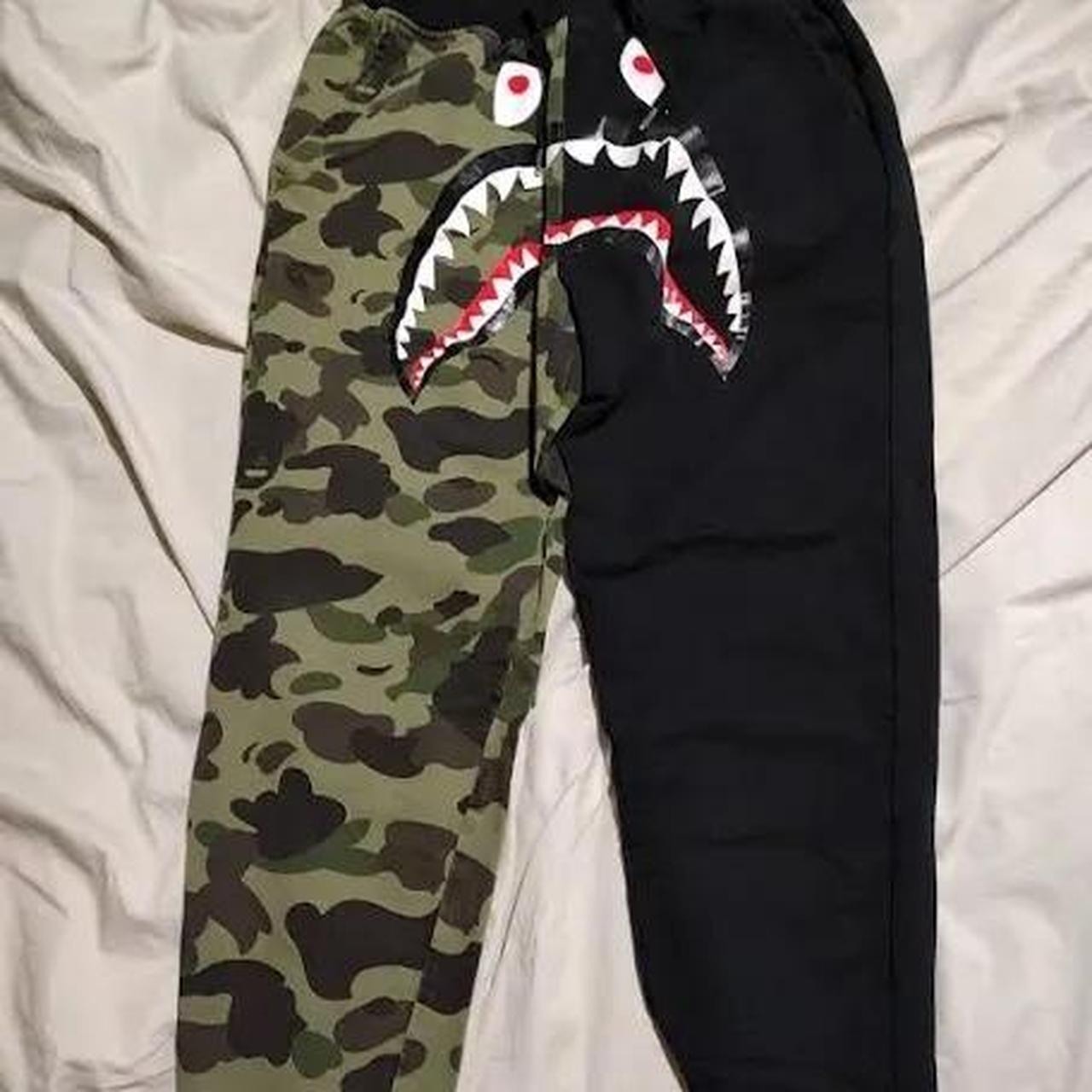 Green and black bape pants Size medium Need... - Depop