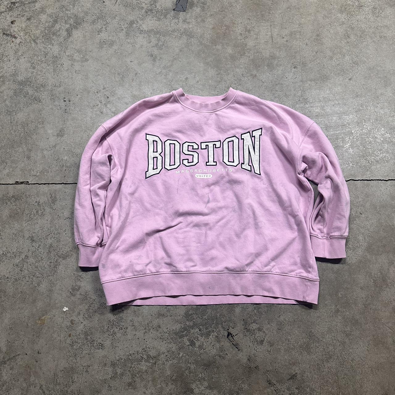 Pink Boston Massachusetts Crewneck - XL but baggy... - Depop