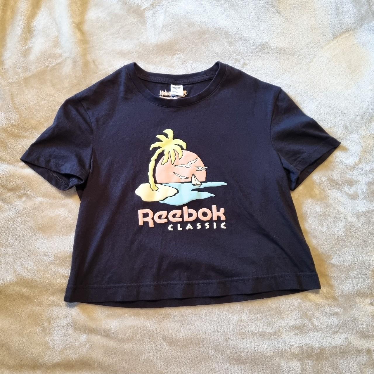 Reebok Classic Black Short Sleeve Crop Top XS with... - Depop