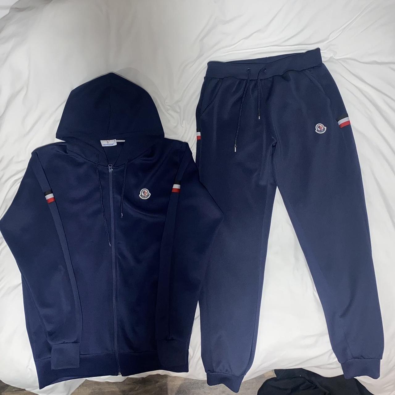 Navy Moncler Tracksuit Worn a couple of times Size... - Depop