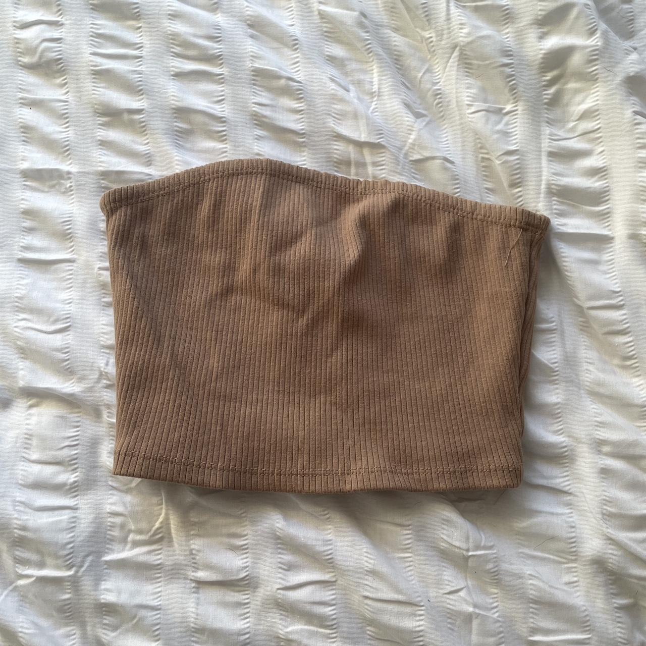 factorie beige tube top size 6 worn a few... - Depop
