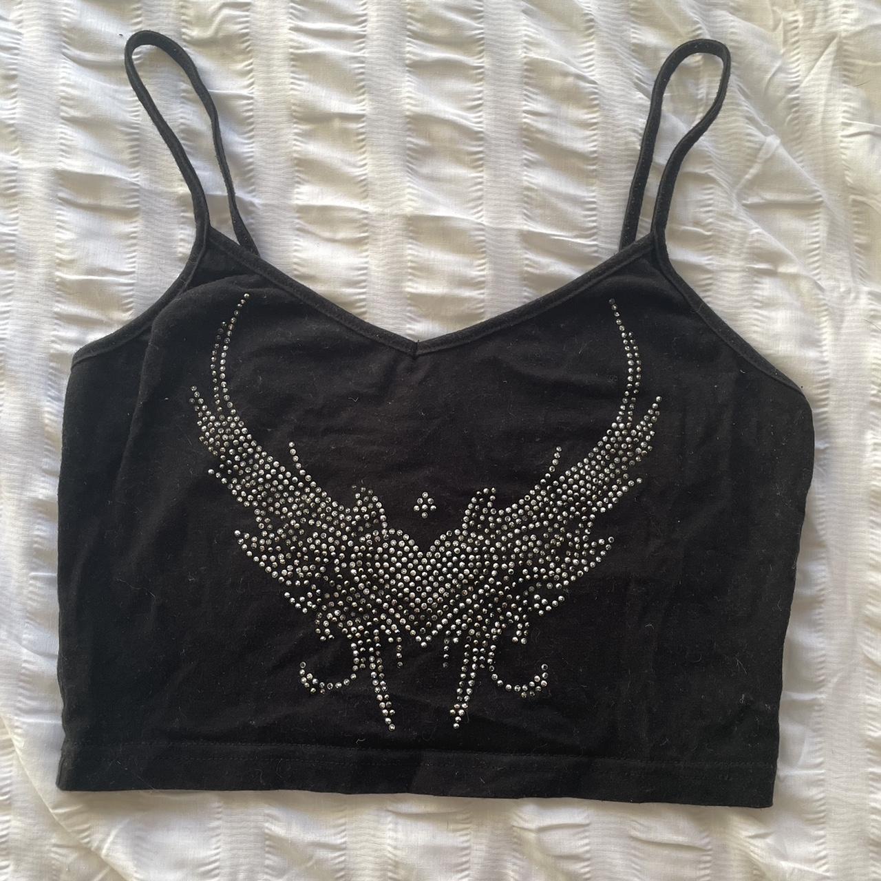 shein rhinestone heart top size 6 will def clean... - Depop