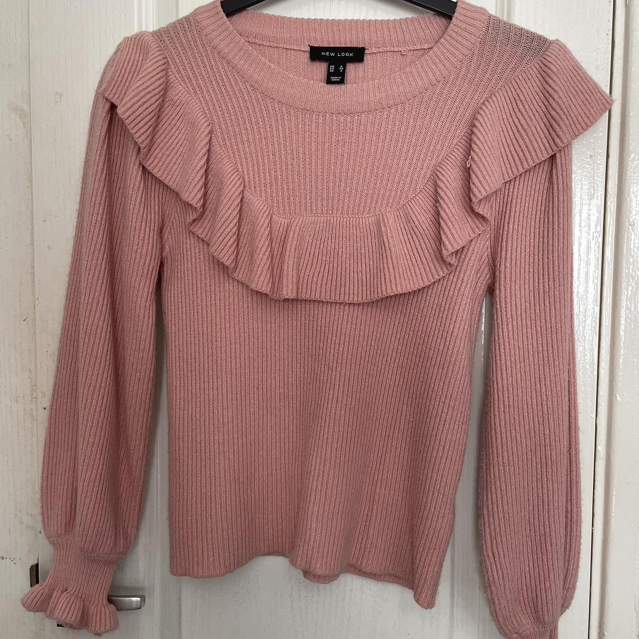 Super cute, frilly pink jumper Vintage vibe Knit... - Depop