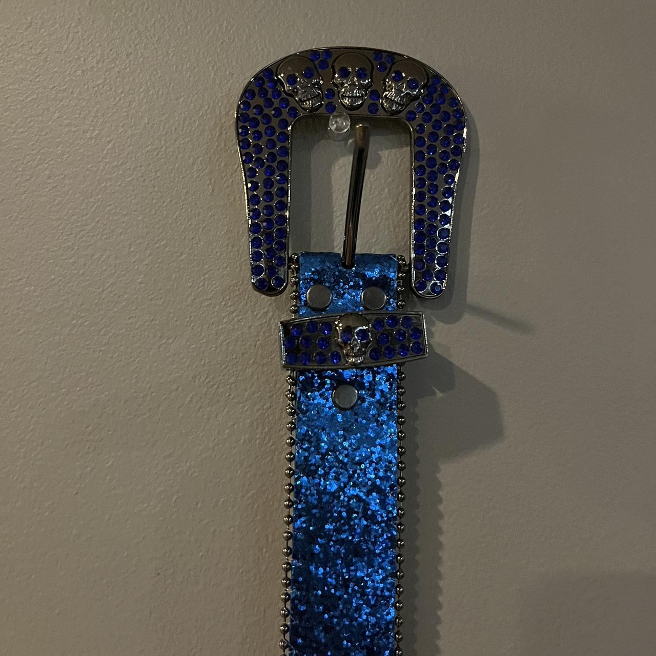 Size 30 31in Bb Belt With Skulls And Rhinestone Eyes Depop