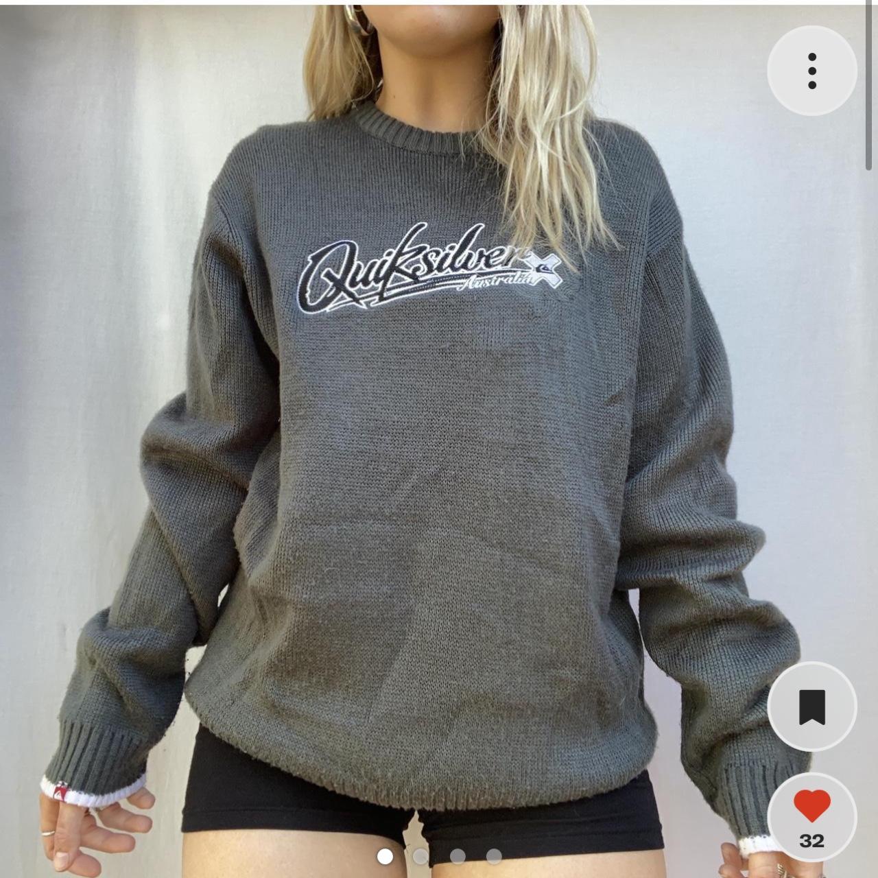 vintage quicksilver knit jumper, embroidered brand,... - Depop