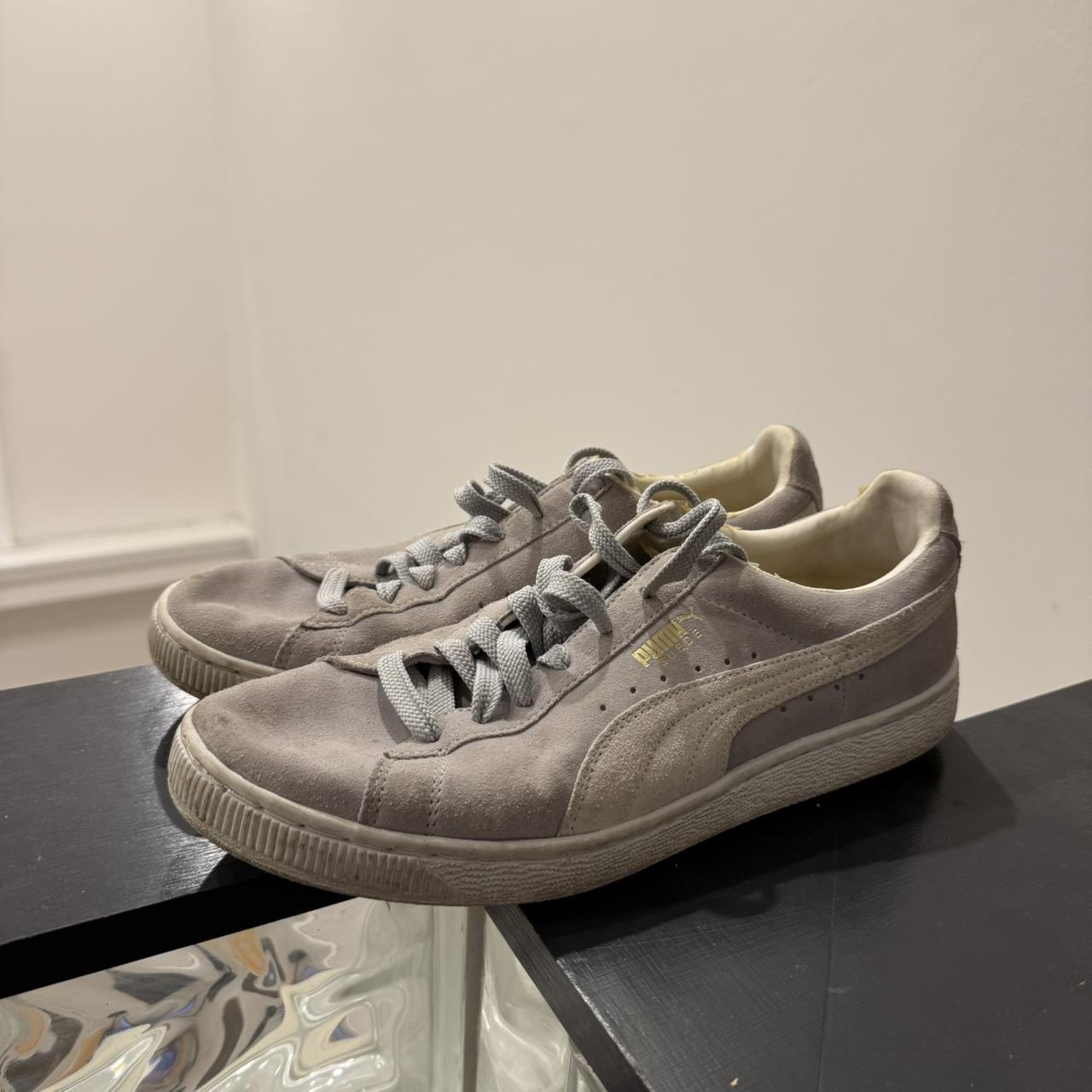 Grey Puma suede fashion sneakers | Depop