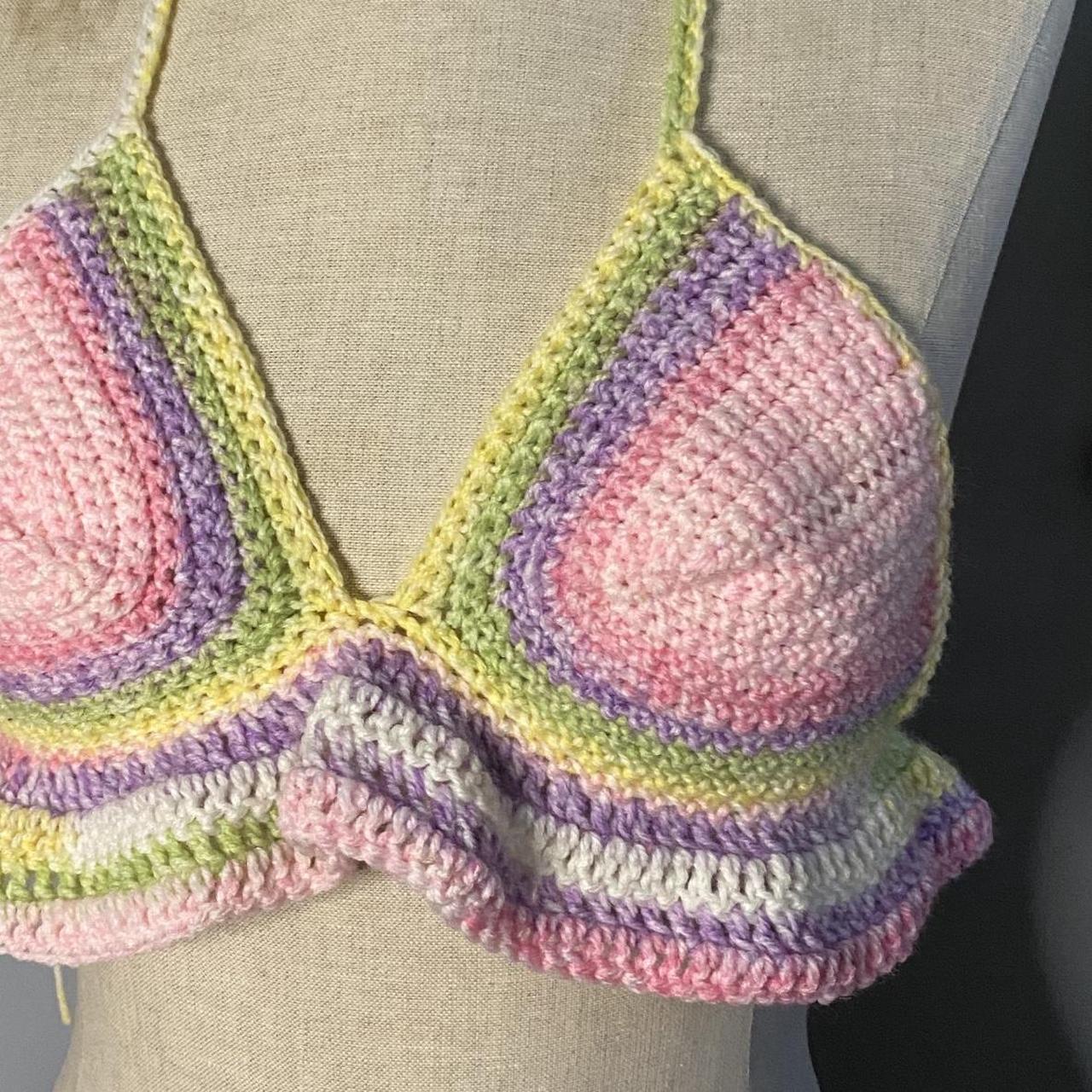 Crotchet ruffle bra top Size S/M Ties are adjustable... - Depop