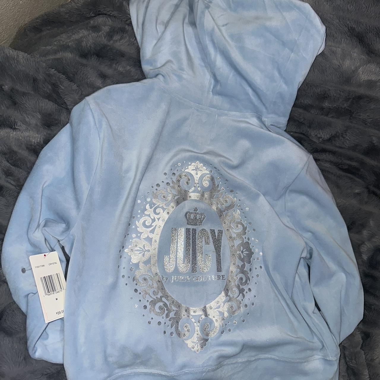 Light Blue Juicy Couture Cropped Velour Jacket Size Depop