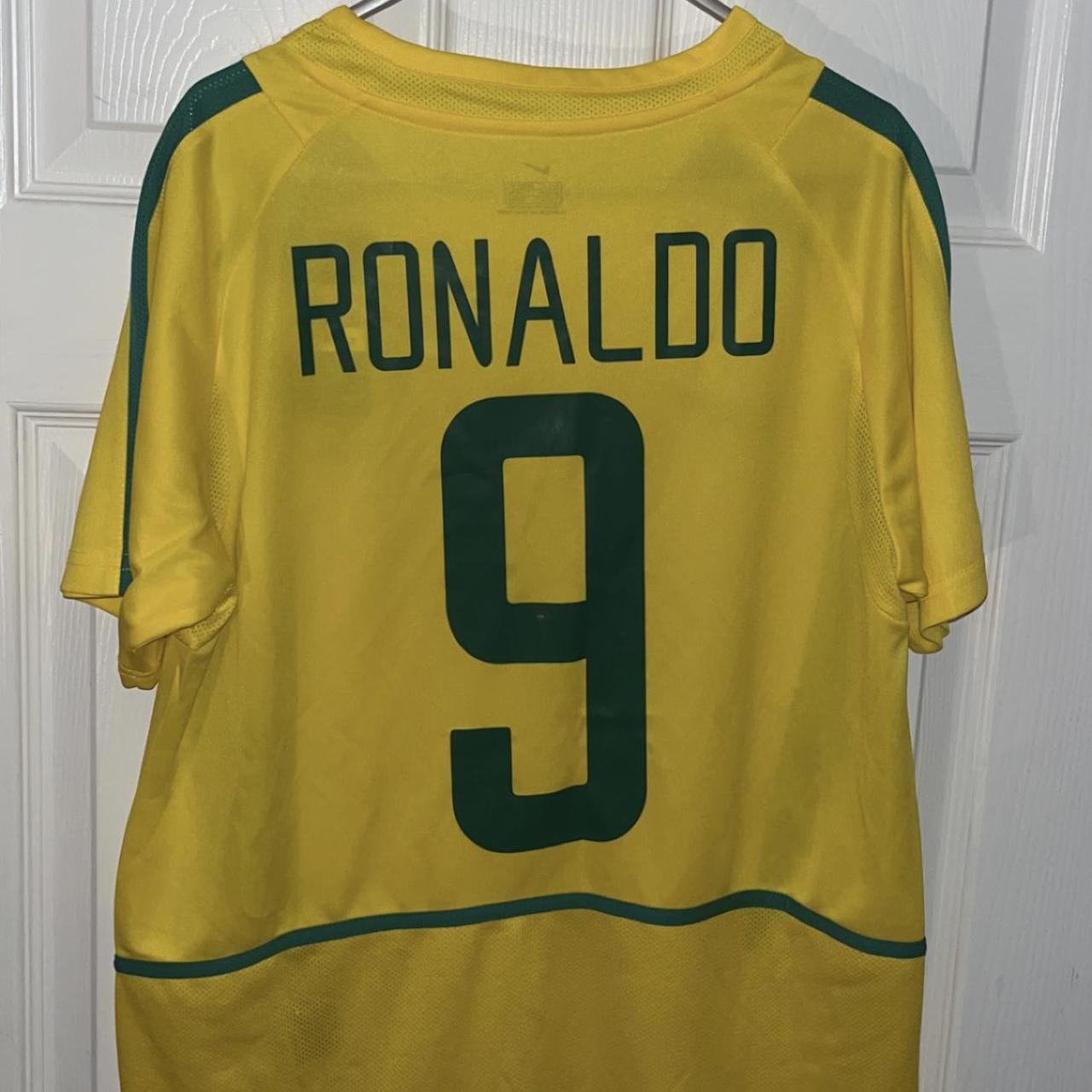 Brazil 2002 Home #9 Ronaldo Retro Jersey Excellent... - Depop