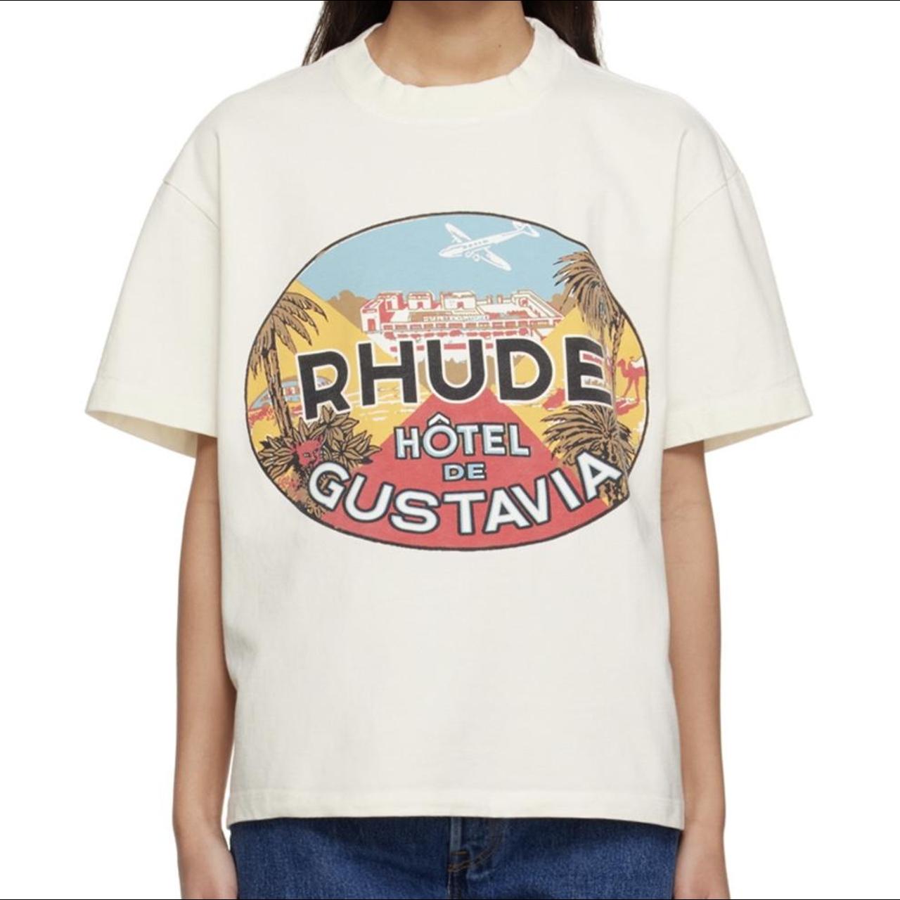 RHUDE off - white ‘ Hotel de Gustavia ‘ T-shirt... - Depop