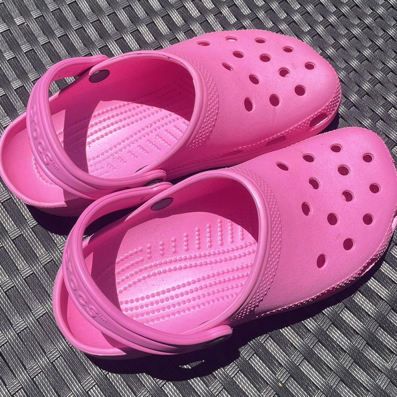 pink crocs worn a couple times size 7 in women’s... - Depop