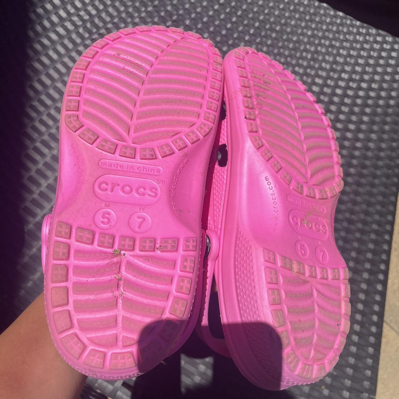 pink crocs worn a couple times size 7 in women’s... - Depop