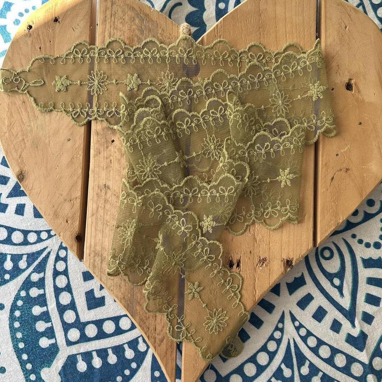 COTTAGECORE RIBBON cute olive green lace ribbon,... - Depop