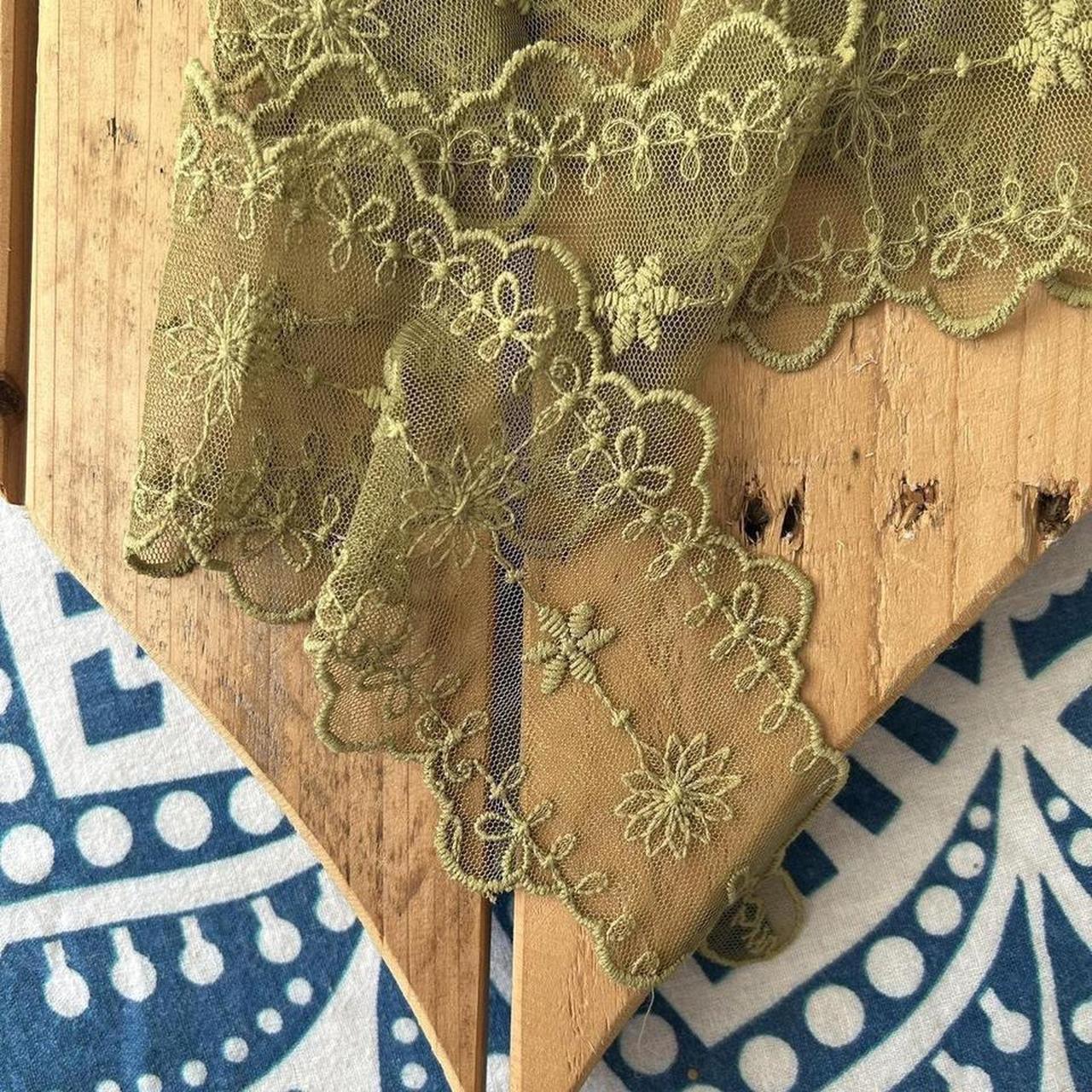 COTTAGECORE RIBBON cute olive green lace ribbon,... - Depop