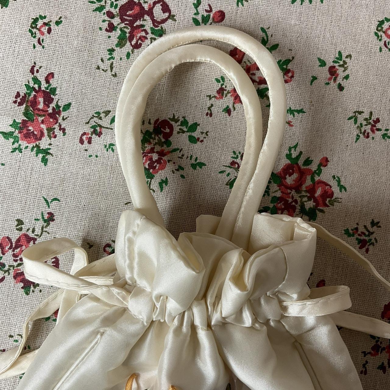 THE CUTEST BALLETCORE / COQUETTE FLORAL BAG Cream... - Depop