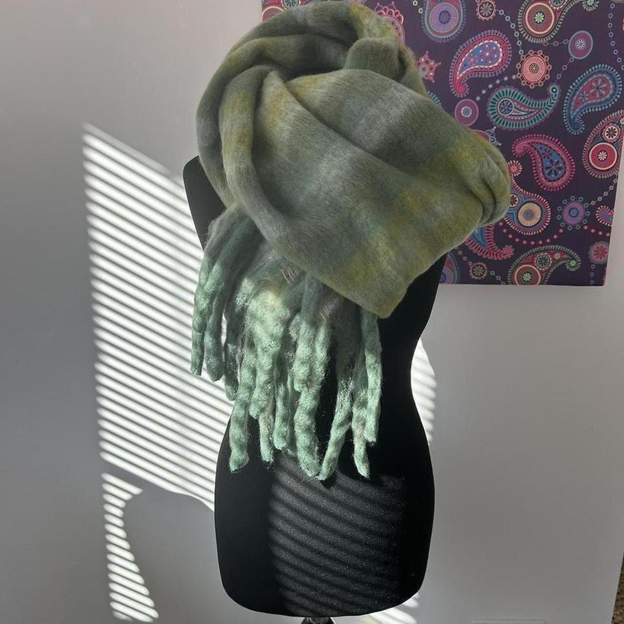 FAIRY GRUNGE SCARF Huge fluffy thick cosy green... - Depop