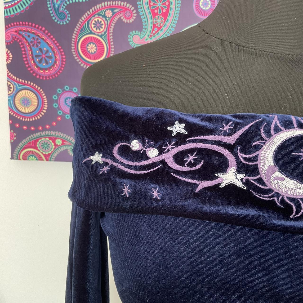 Y2K style whimsy goth jumper cute off the shoulder... - Depop