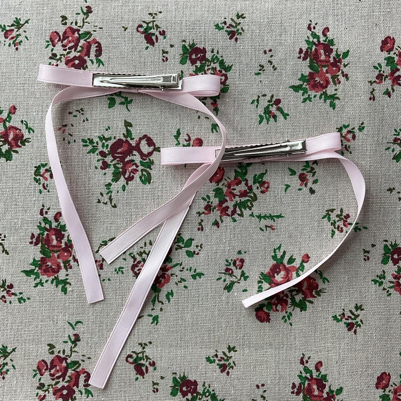 PINK BALLETCORE RIBBON BOWS Set of two hair slides... - Depop