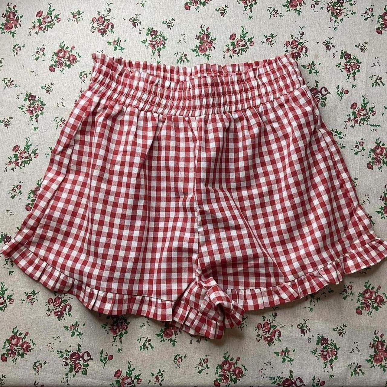 RED GINGHAM RUFFLE SHORTS super cute ruffle shorts... | Depop