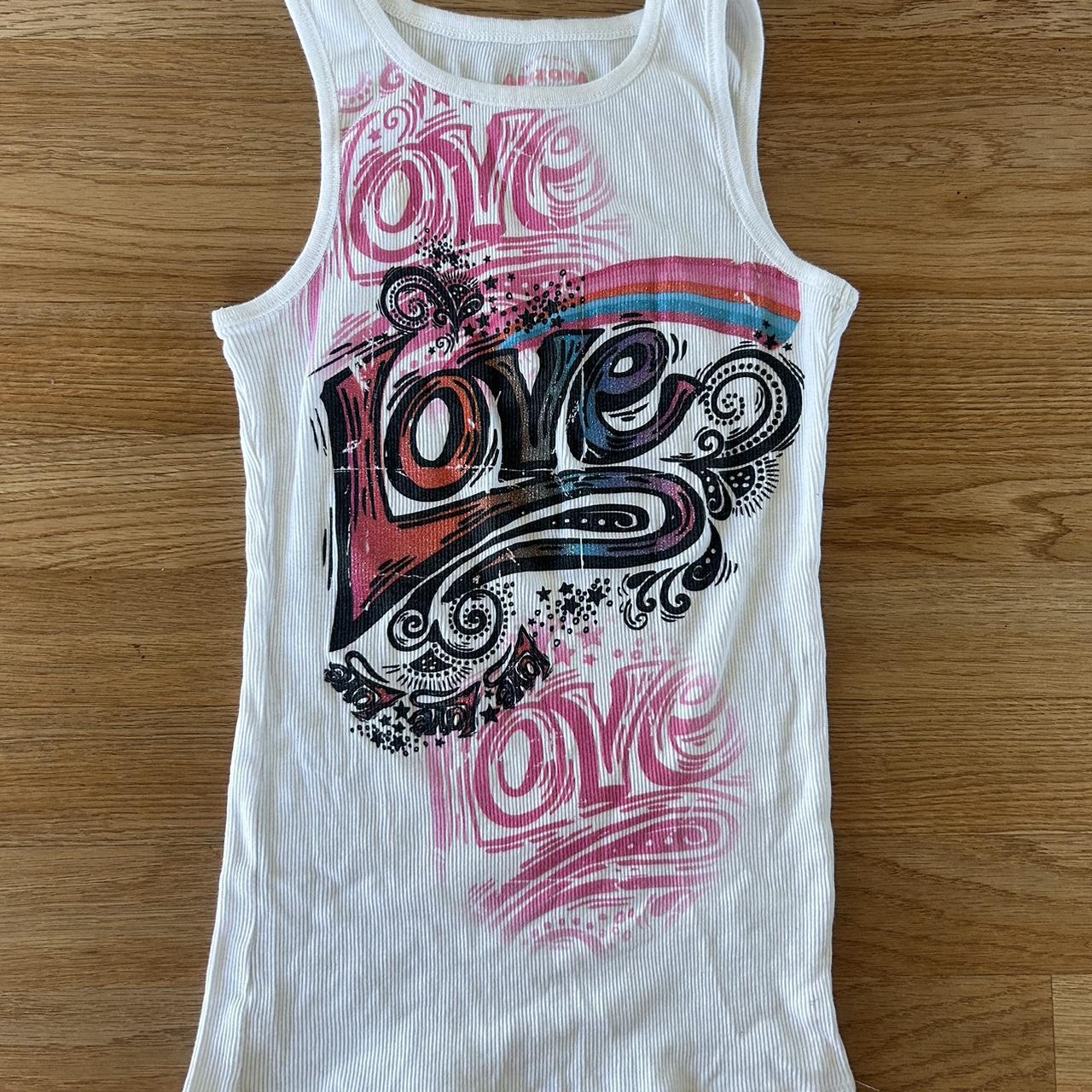 white and pink graphic tank brand - arizona kid... - Depop