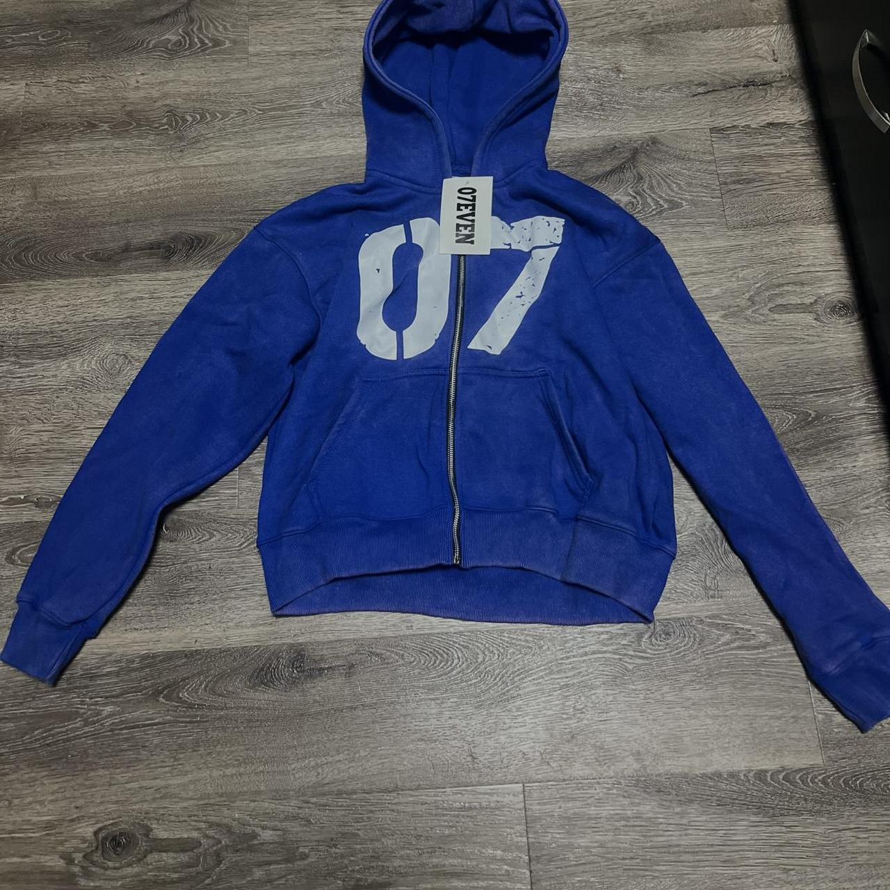 Blue 07EVEN zip up hoodie Size small Hoodie comes... | Depop