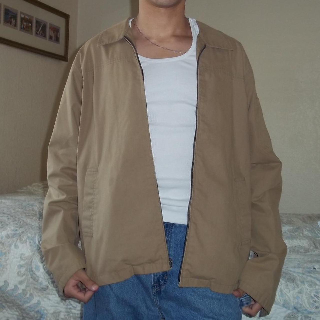 Tan and brown lightweight jacket #90s - Depop