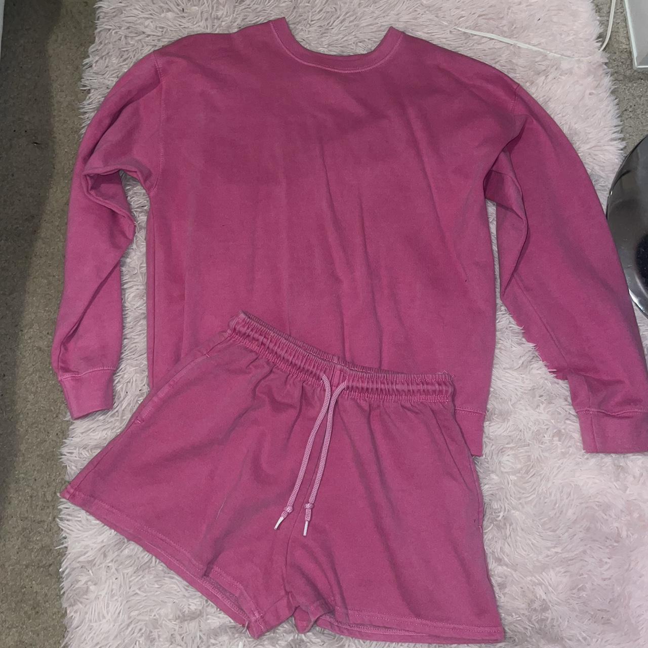 pink sweat set in perfect condition size medium... - Depop