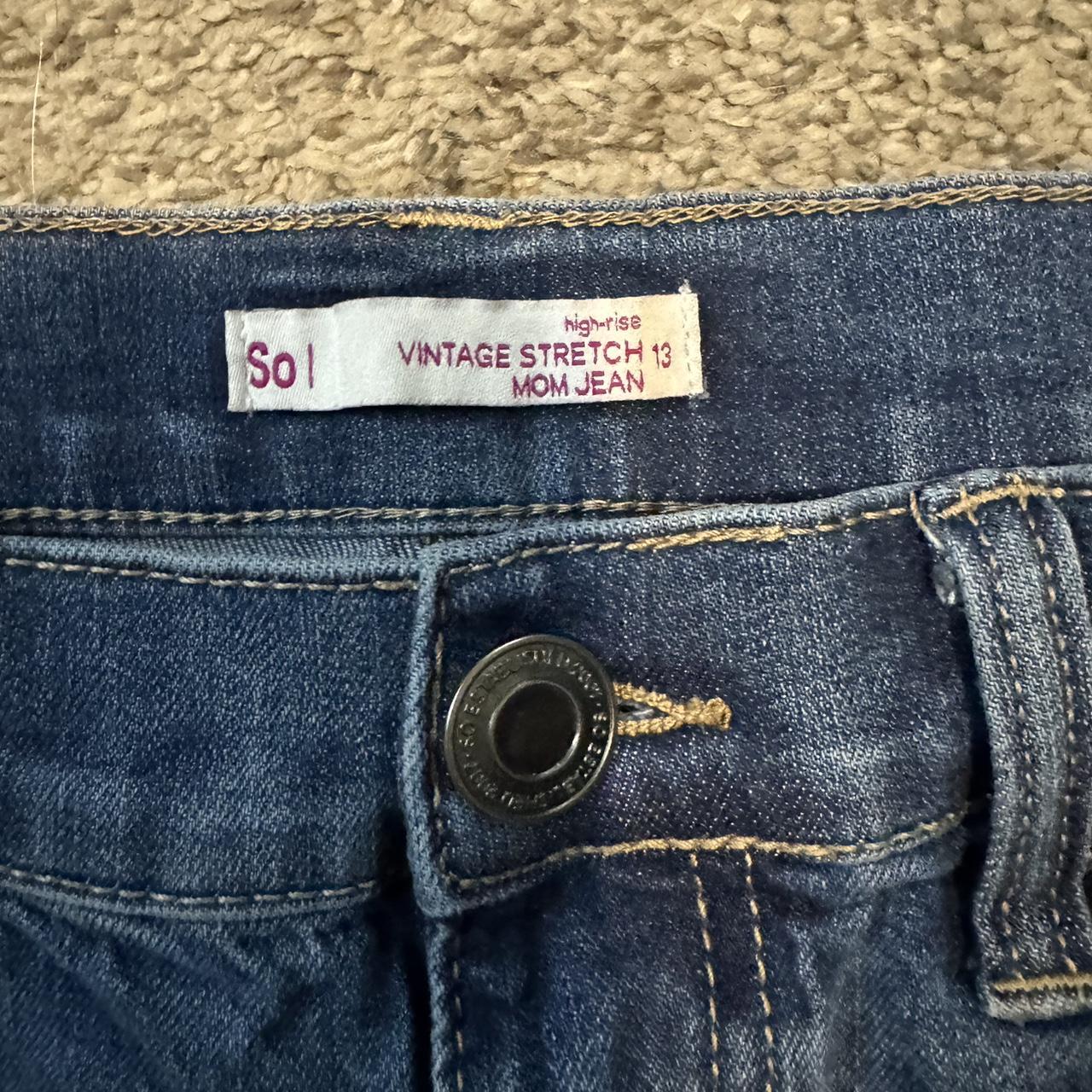 SO VINTAGE HIGH RISE STRETCH 13 MOM JEAN - Depop