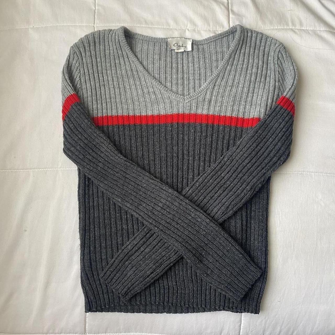 vintage 90s style sweater with colorblock... - Depop