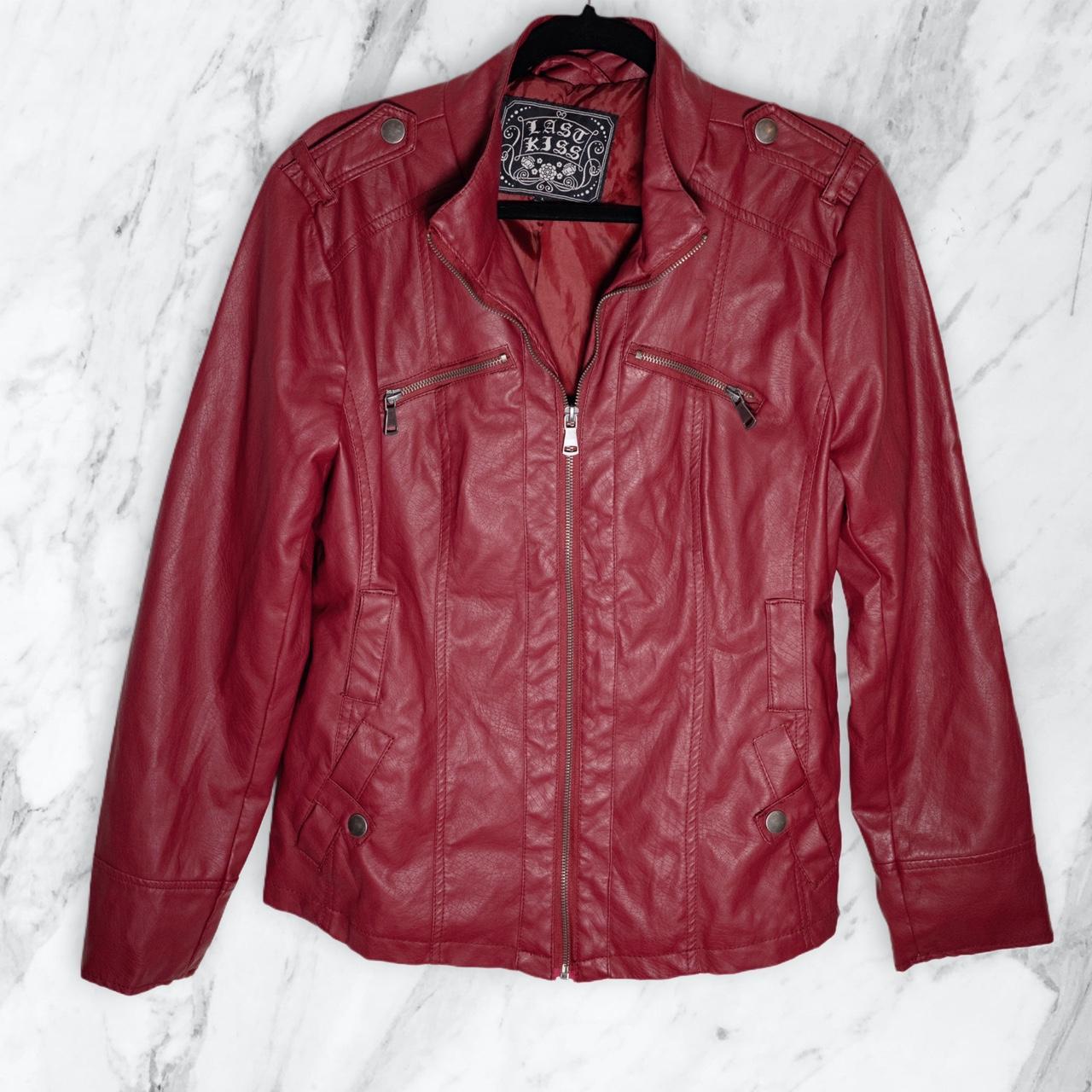 Red faux leather jacket #punkrock #goth - Depop