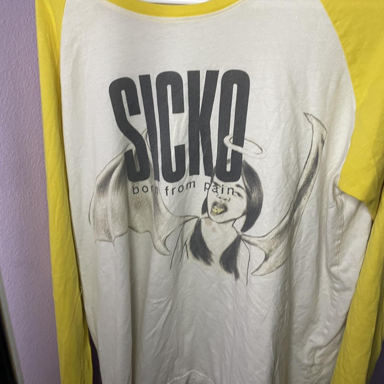 Sicko Born from Pain Yellow Bat girl Tee #streetwear - Depop