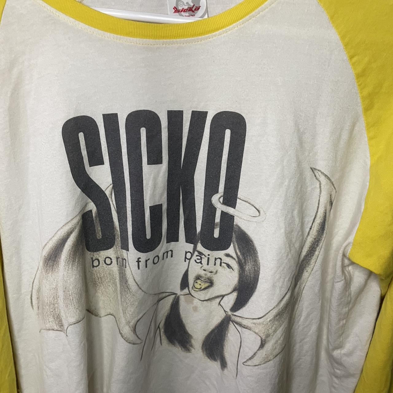 Sicko Born from Pain Yellow Bat girl Tee #streetwear - Depop