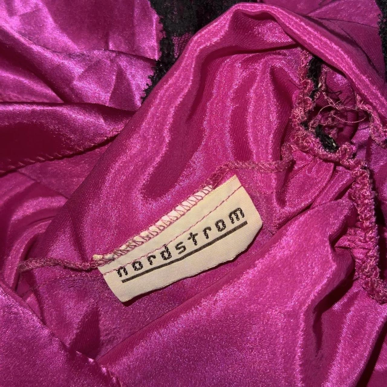 vintage pink and black satin sleep romper no size... - Depop