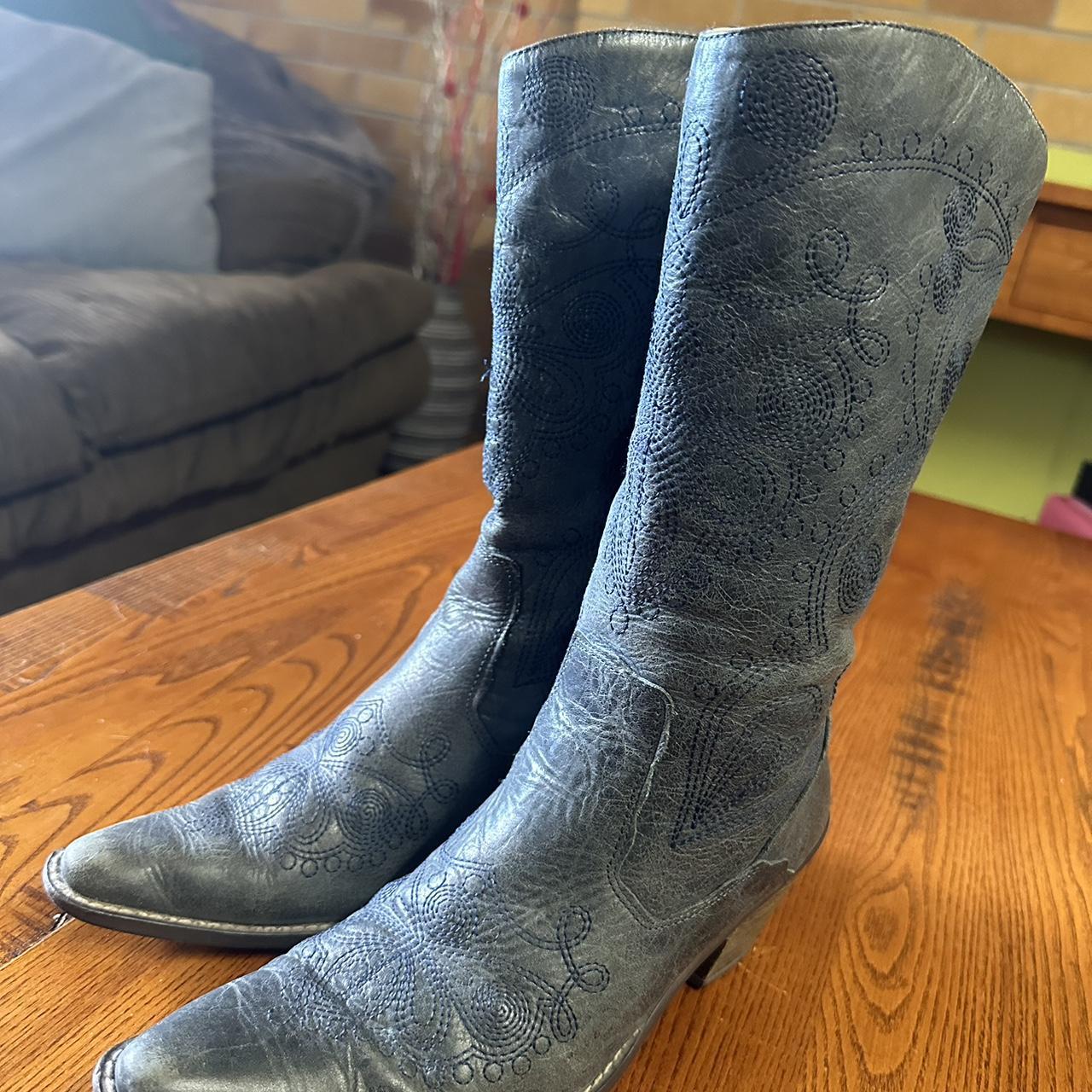 Funky Ashy/Blue Pulp cowgirl boots Leather... - Depop