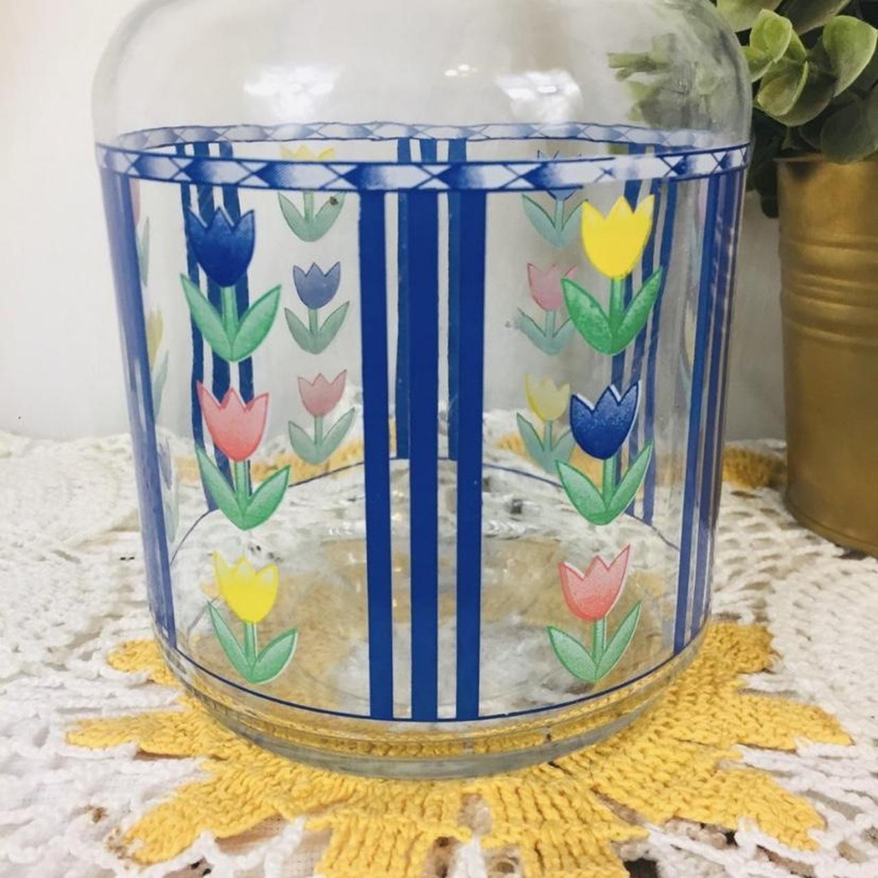 Vintage 80s 90s Tulip Print Carafe Jug Vase Kitsch... - Depop