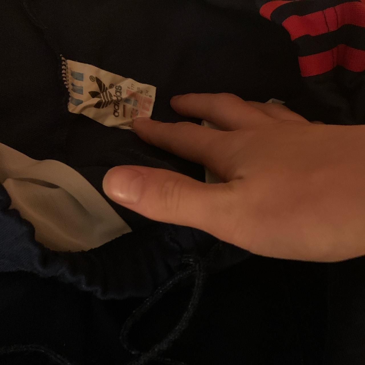 3- stripe red and blue adidas trackies (... - Depop