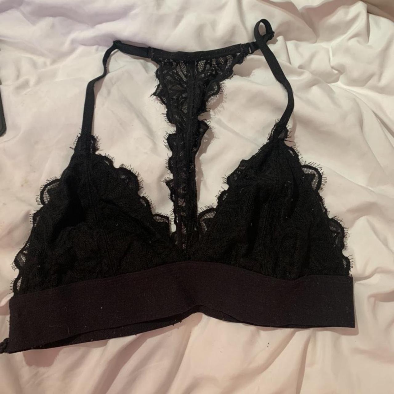Victoria’s Secret Pink black lace bralet Used but in... - Depop