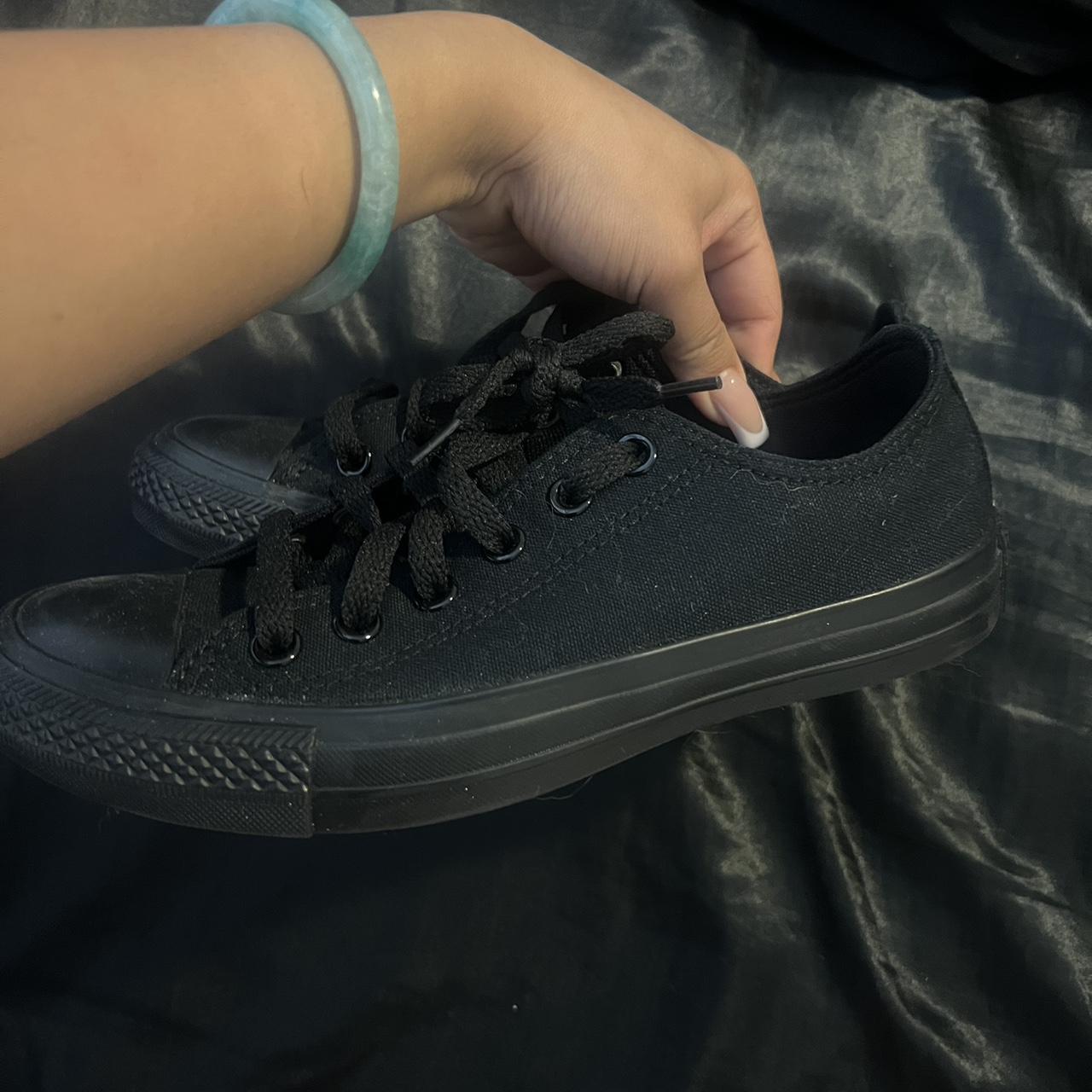 all black low top converse size 5 men or youth and... - Depop