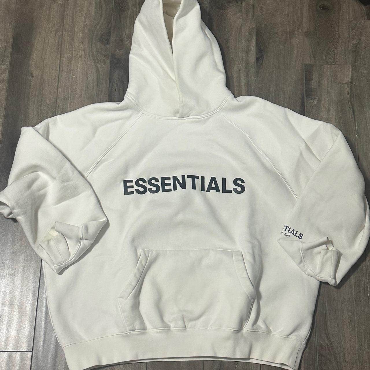 white essentials hoodie | Depop