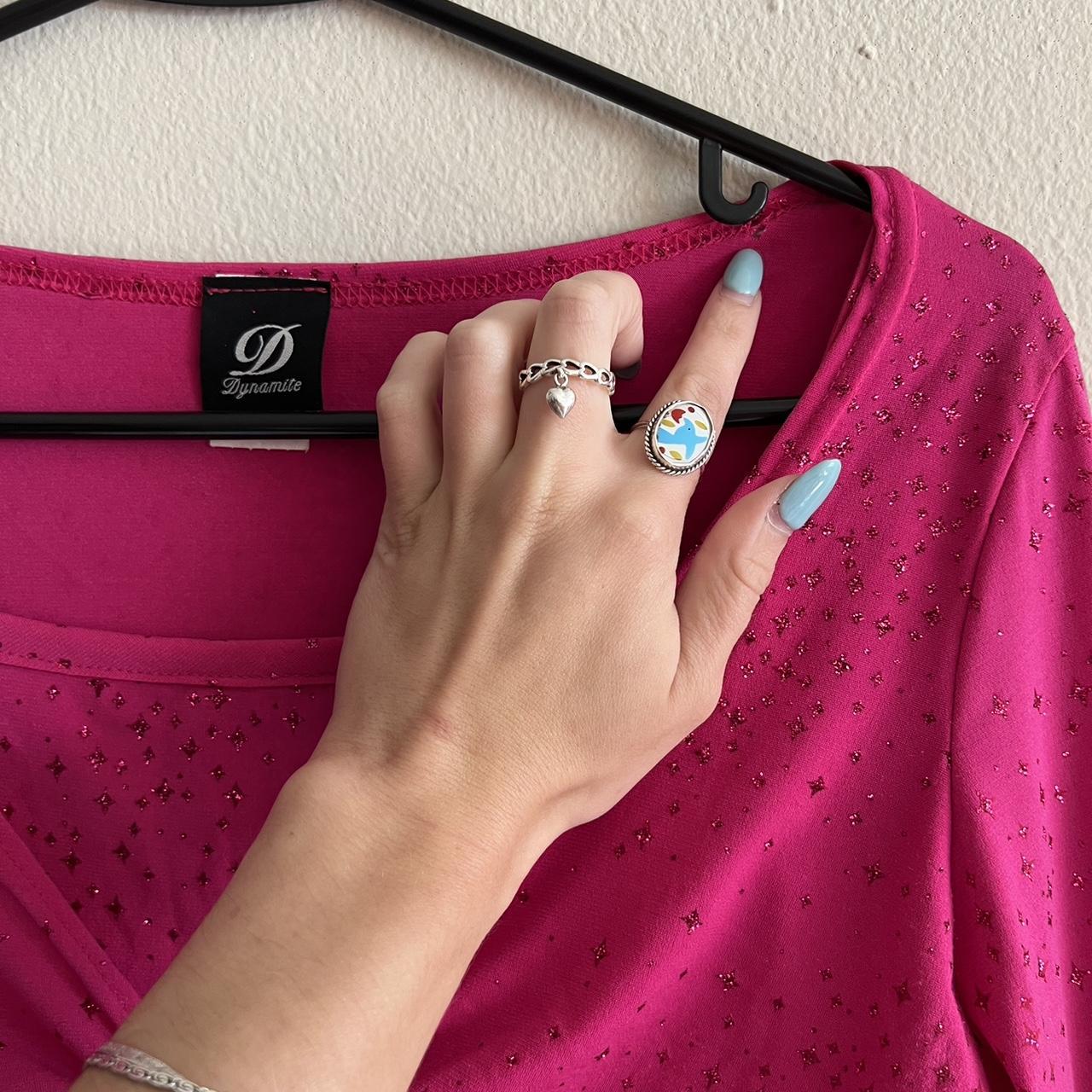 Vintage Dynamite barbie pink glitter star long... - Depop