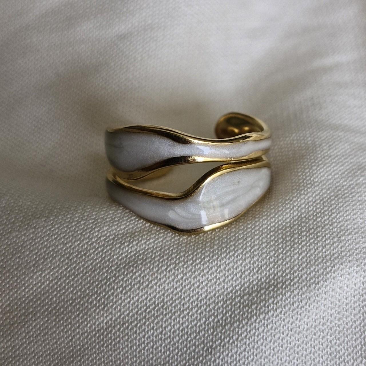 GOLD PLATED OPAL INSET RING 🤍 D E T A I L S ° Size... | Depop