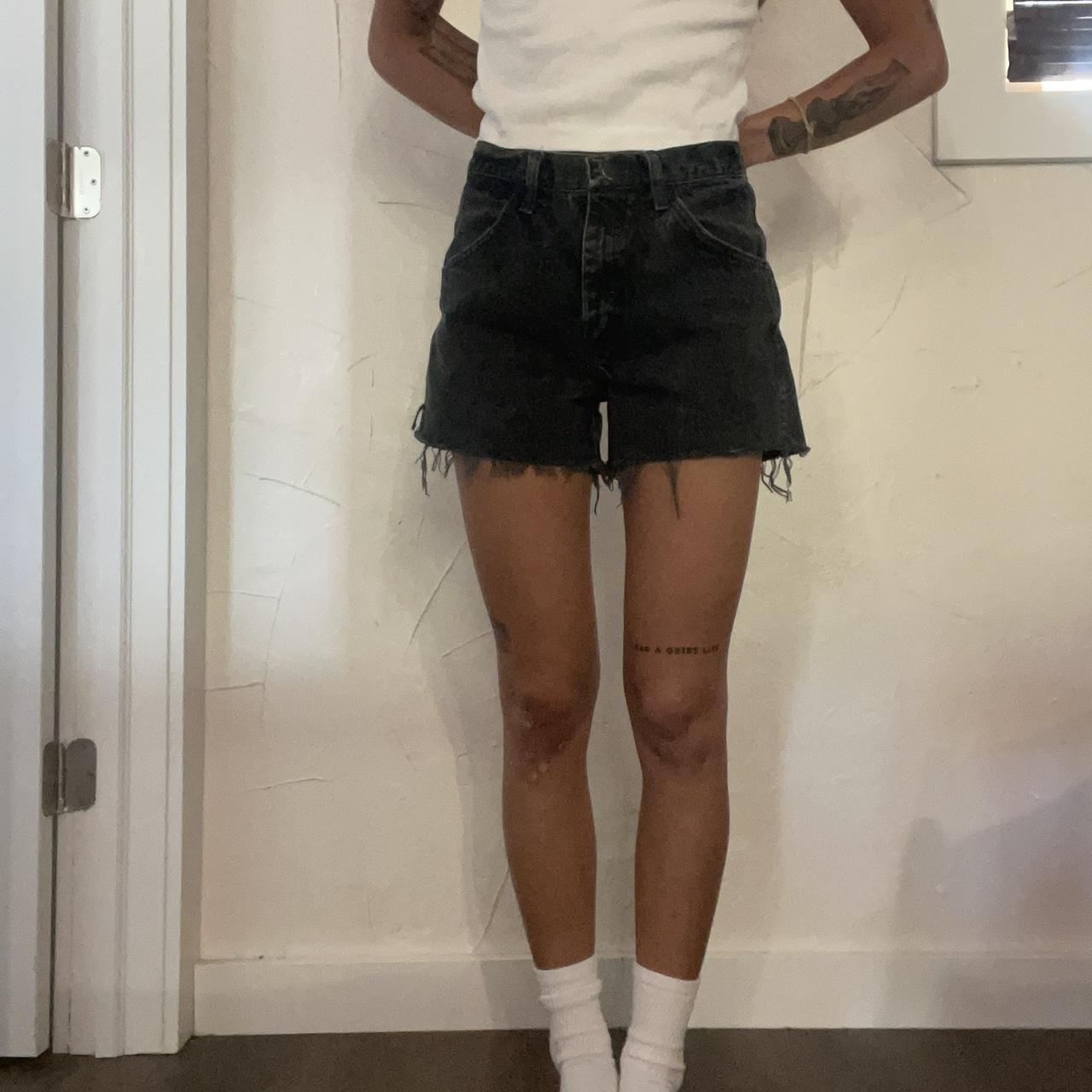 PERFECT BLACK DENIM SHORTS!! Model is 5’6”, size... - Depop