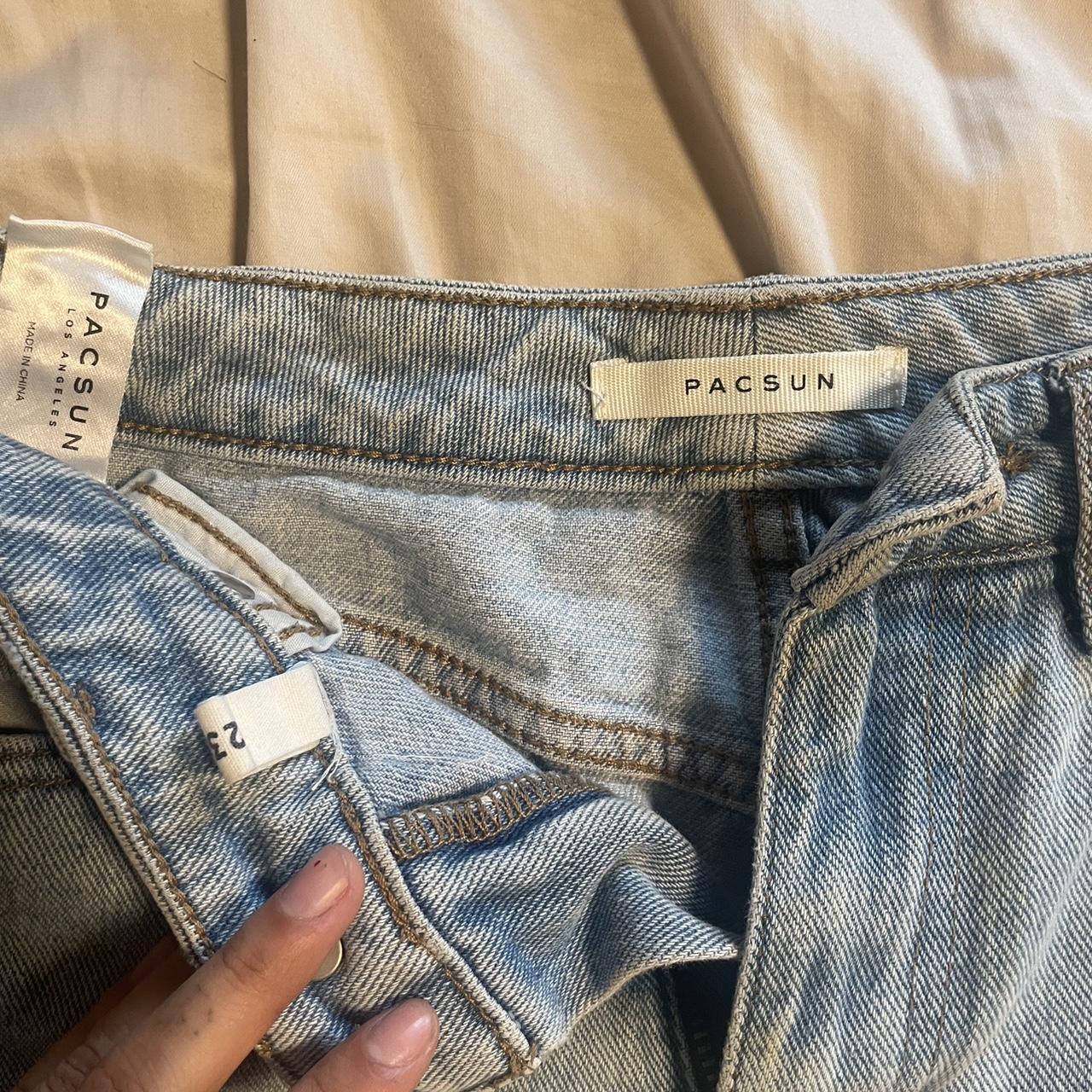 light wash pacsun jorts, size 23 #indie #jorts... - Depop
