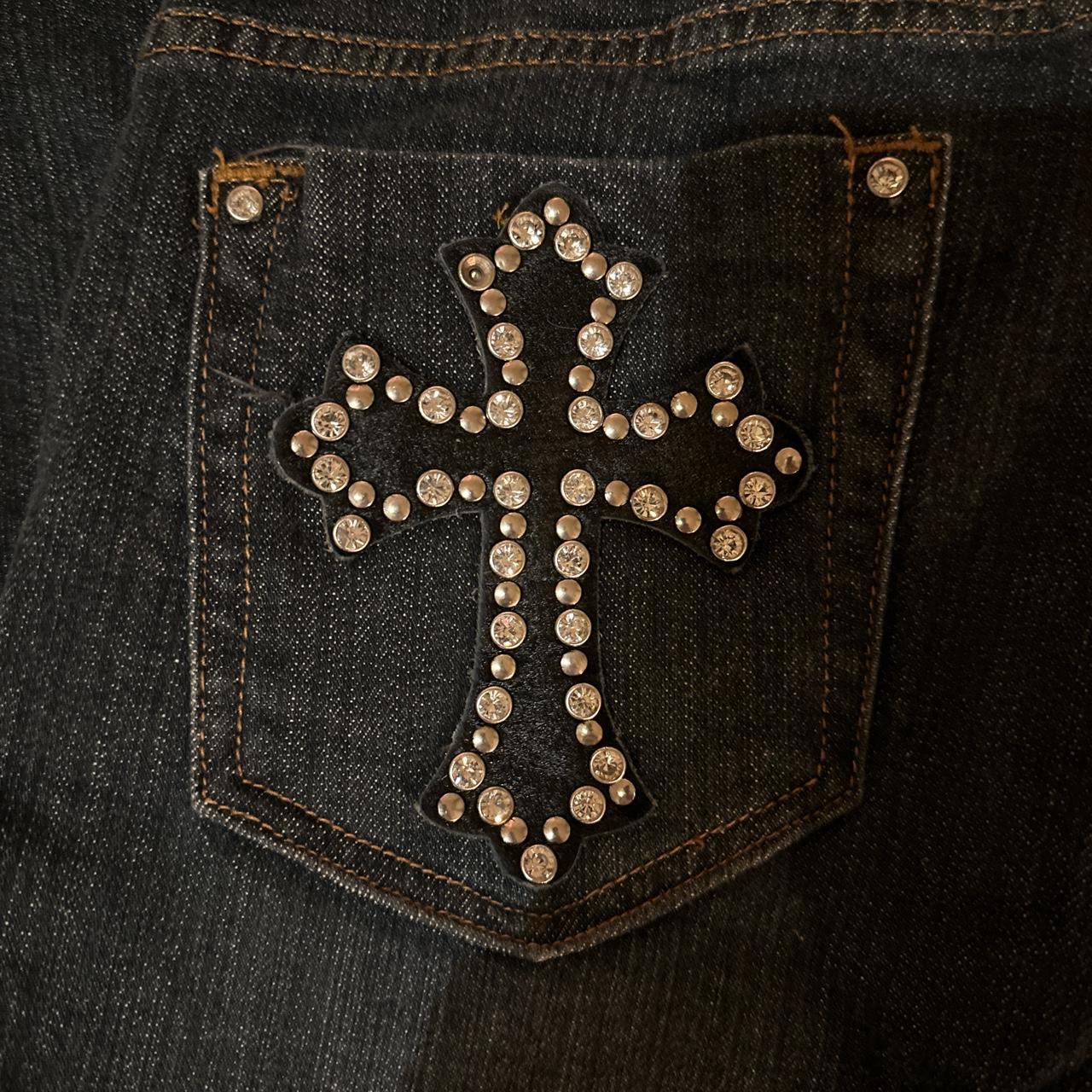 Bedazzled low rise bootcut cross jeans - Depop